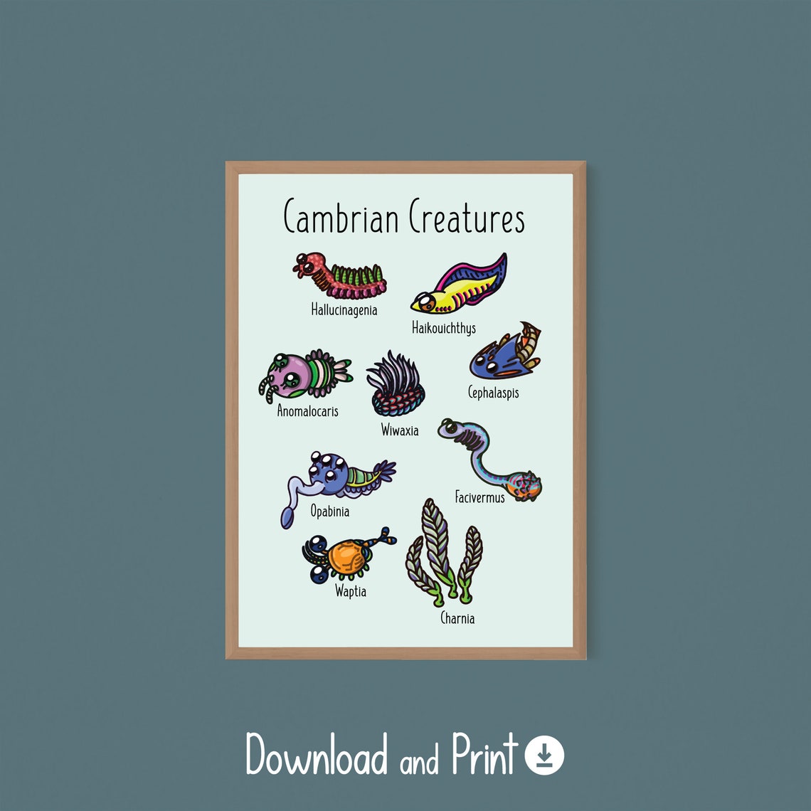 Cambrian Creatures Printable Poster | Wall Art | Instant Download ...