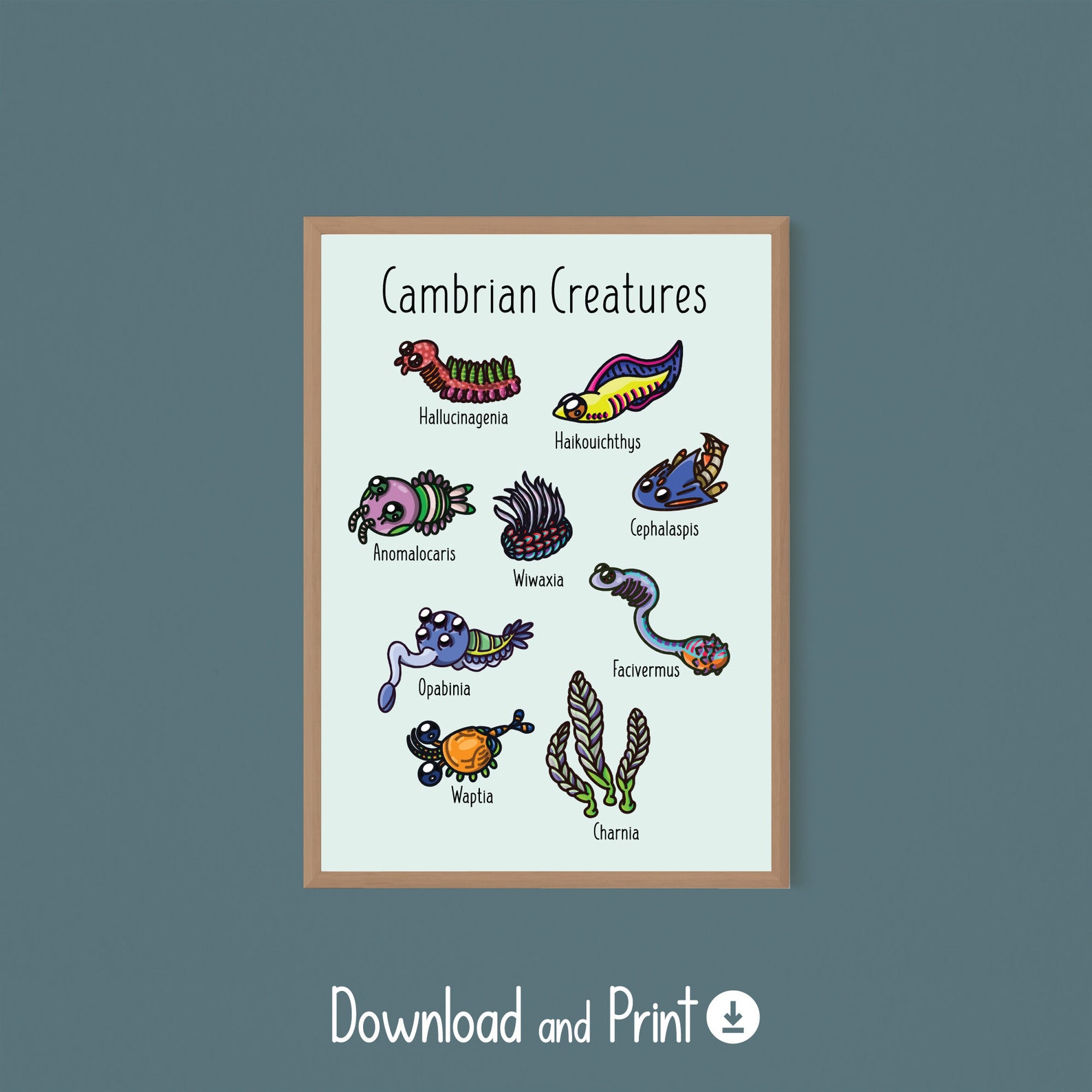 Cambrian Creatures Printable Poster | Wall Art | Instant Download ...