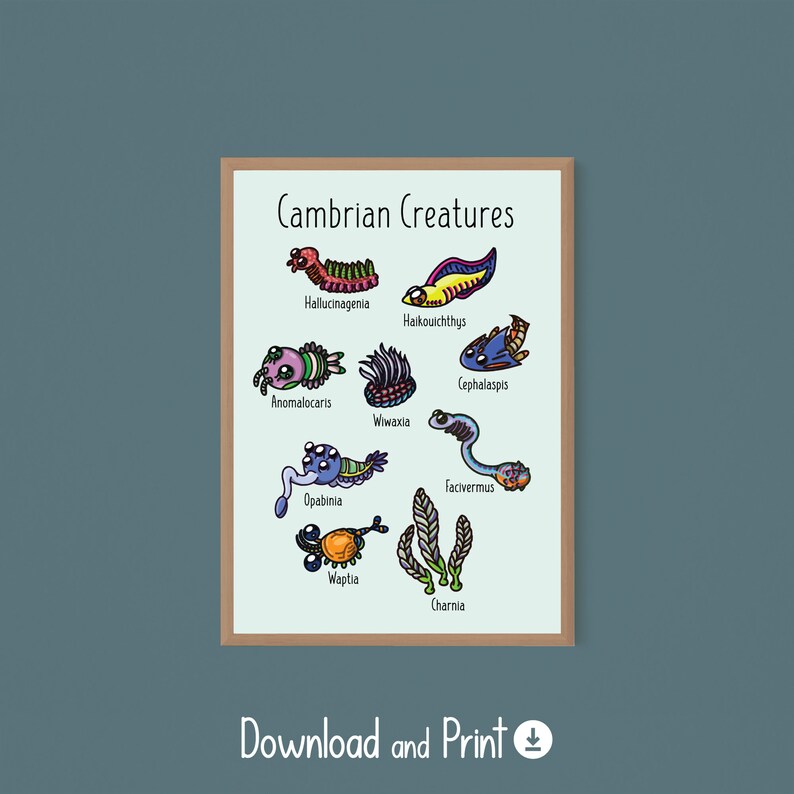 Cambrian Creatures Printable Poster | Wall Art | Instant Download ...