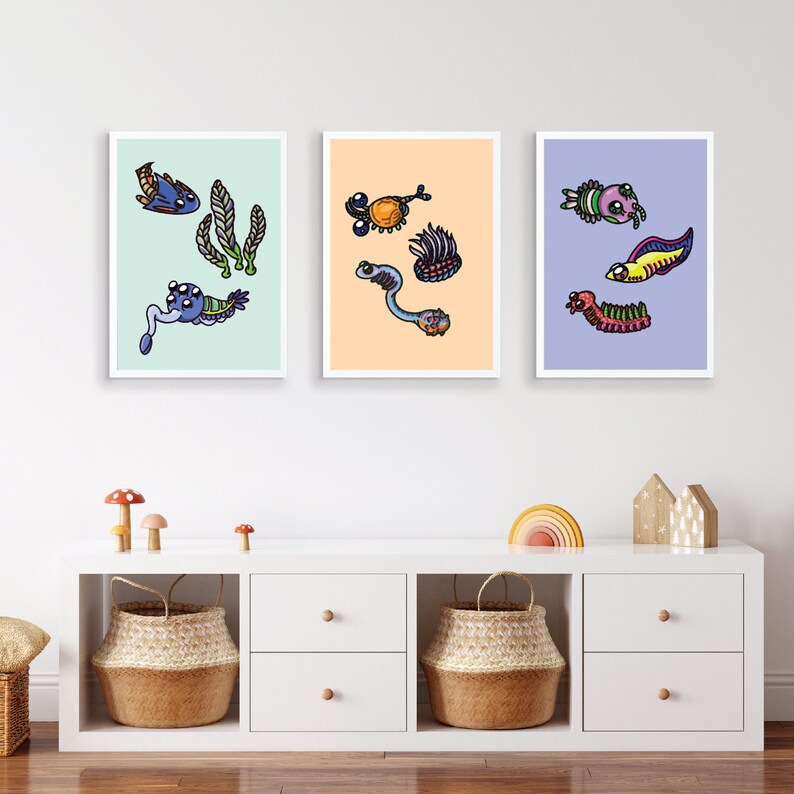 Cambrian Creatures Set of 3 Printable Wall Art | Instant Download ...