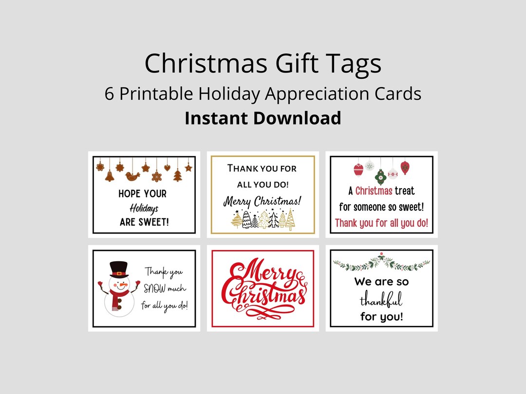 Printable Christmas Tags | Christmas Thank You Tags | Holiday Gift Tags ...