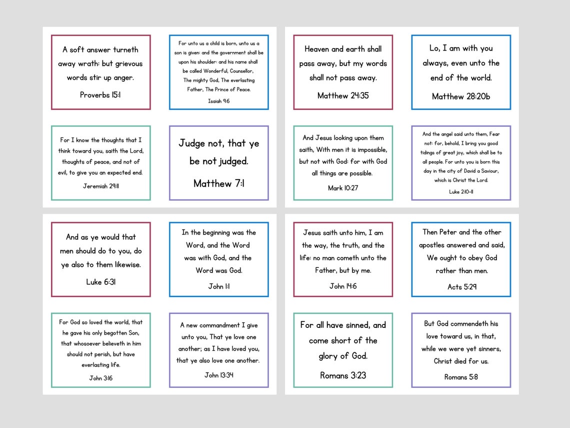 KJV Bible Verse Cards for Kids: 52 Printable Scripture Cards (digital ...