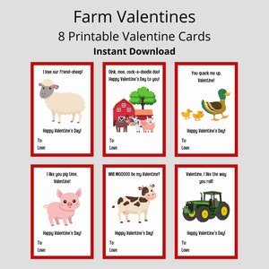 Farm Printable Valentine Cards Printable Valentines for Kids Tractor ...