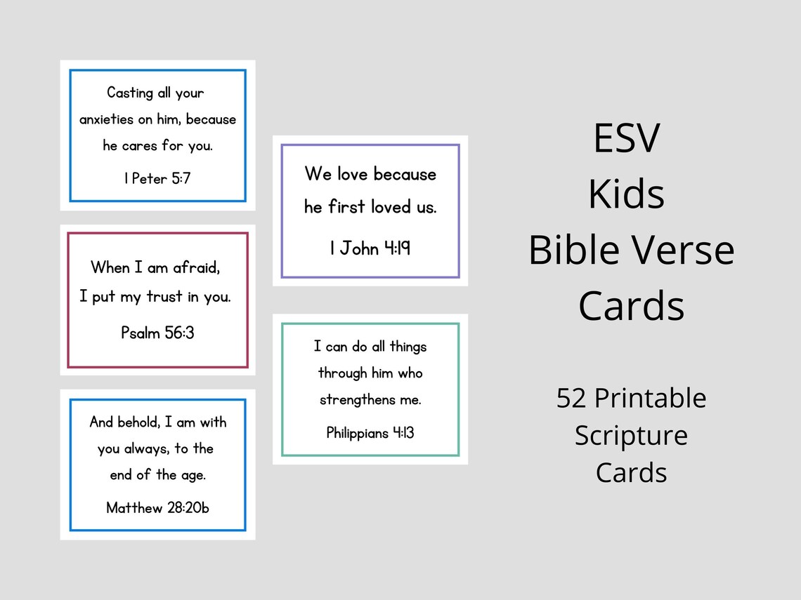 ESV Bible Verse Cards for Kids Scripture Cards for Families - Etsy