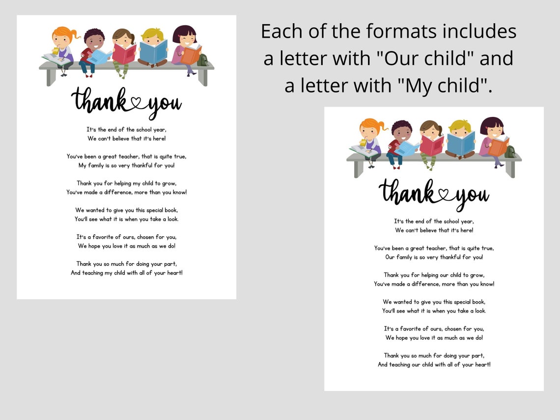 End of the Year Teacher Appreciation Gift Thank You Gift Printable ...