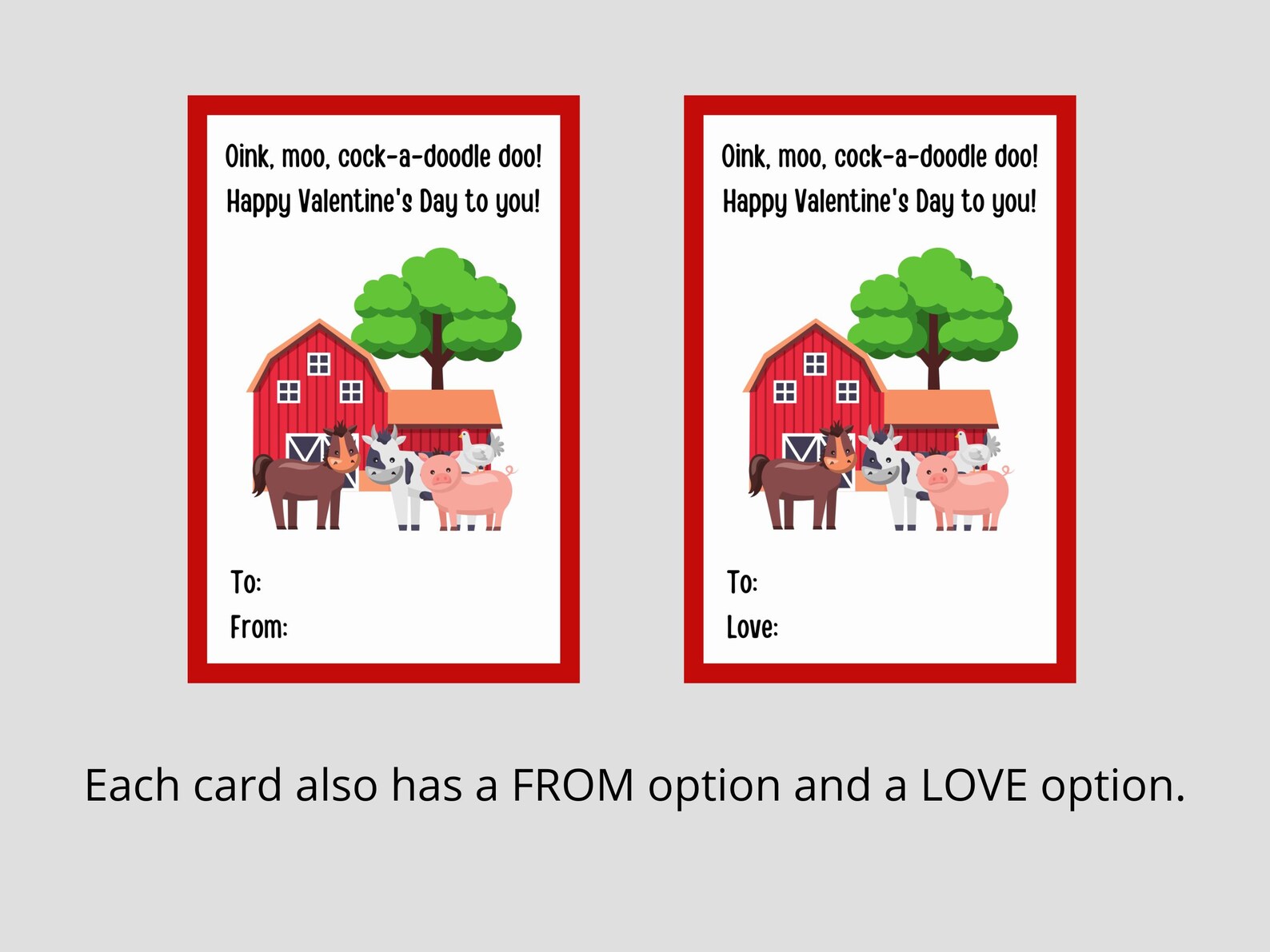 Farm Printable Valentine Cards Printable Valentines for Kids Tractor ...