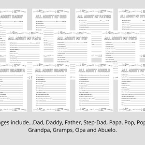 All About Dad Questionnaire | Grandpa Questionnaire Printable ...