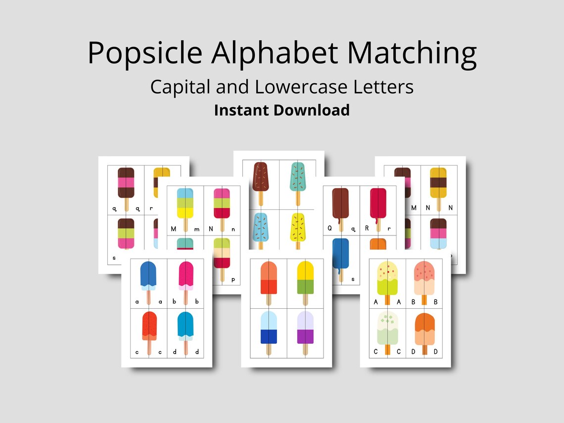 Printable Popsicle Letter Matching Preschool Alphabet Game Ice Cream ...