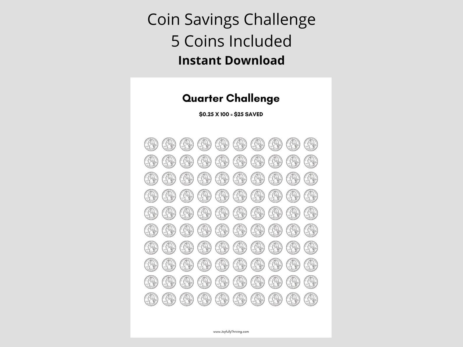 Kids Money Saving Challenge, Coin Tracker Printable (digital Download ...