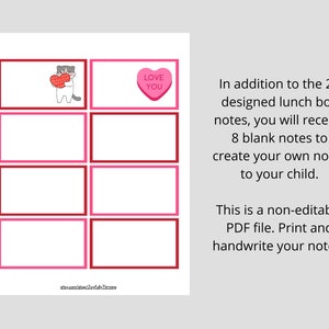 Printable Valentine Lunch Box Notes for Kids (digital Download) - Etsy