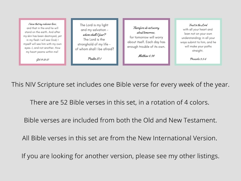 NIV Bible Verse Cards Scripture Cards for Women Printable Bible Verses ...