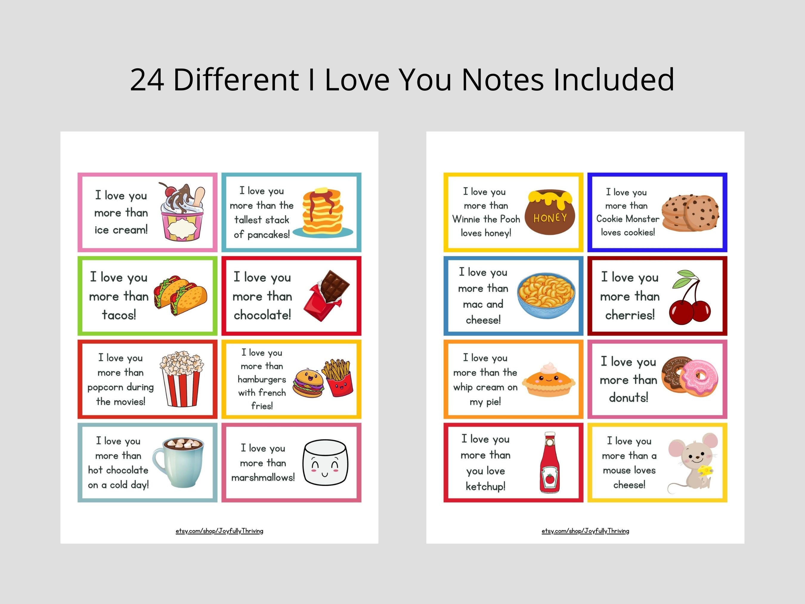 Printable I Love You Lunch Box Notes for Kids Cute Notes for Kids Love ...