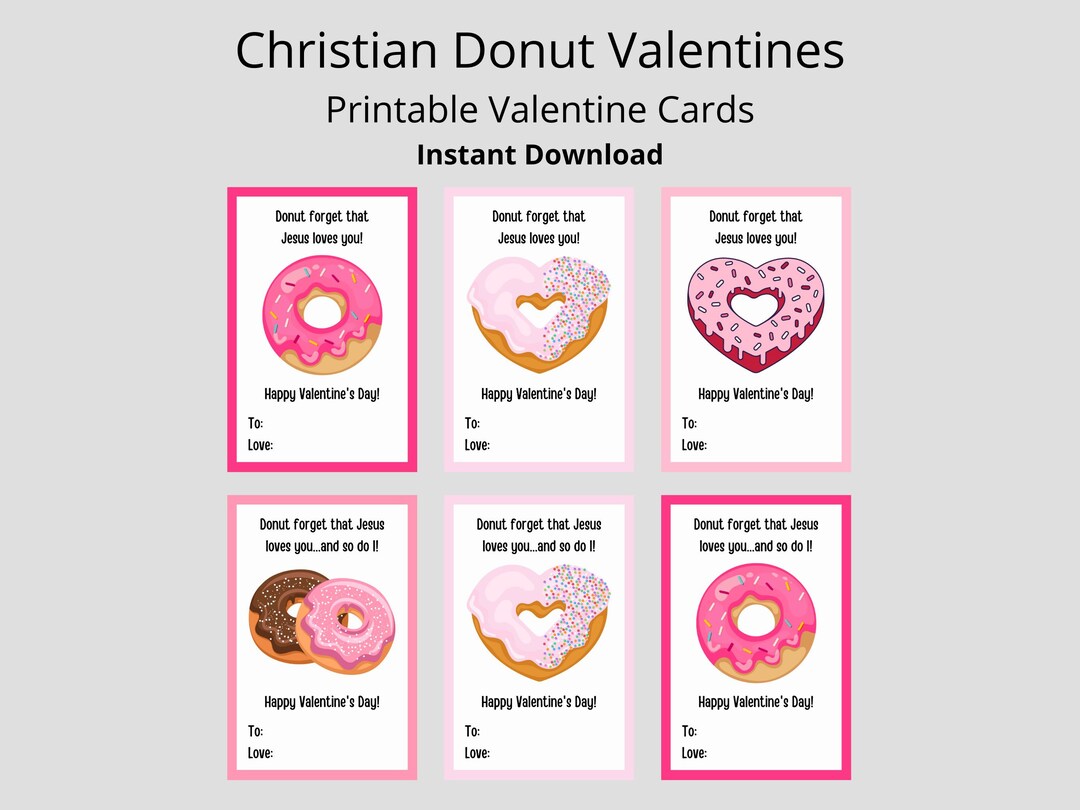 Donut Printable Valentine Cards Printable Christian Valentines Donut ...