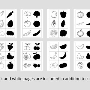 Fruit and Vegetable Matching Printable Preschool Memory Game Fruit ...
