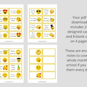 Emoji Lunch Box Notes for Kids, 24 Printable Cards (digital Download ...