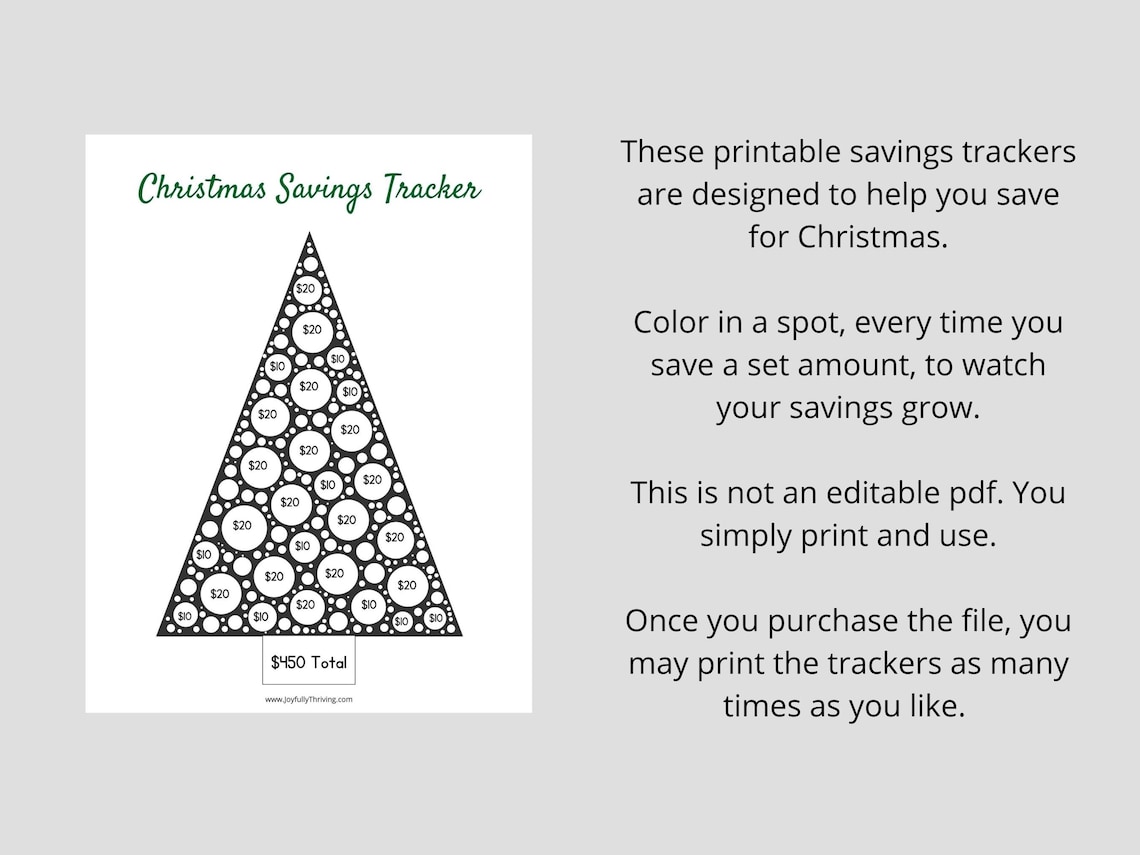 Christmas Savings Tracker Money Saving Challenge - Etsy