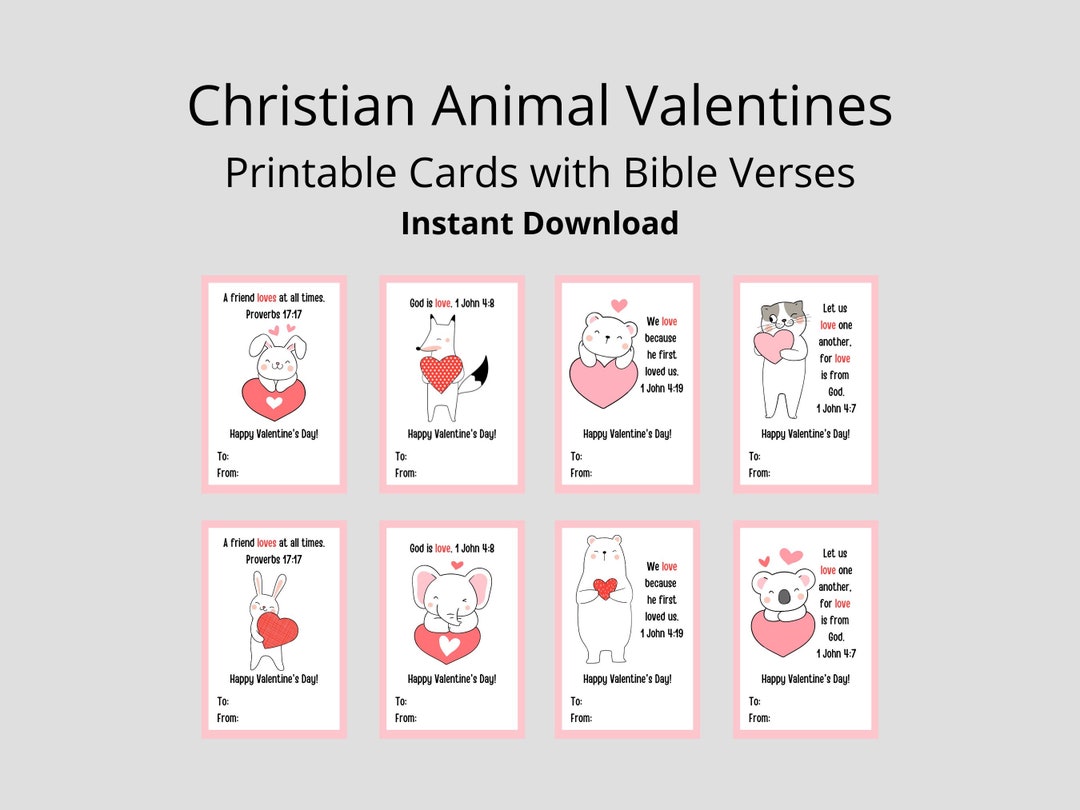 Christian Preschool Valentine Cards Printable Bible Verse - Etsy