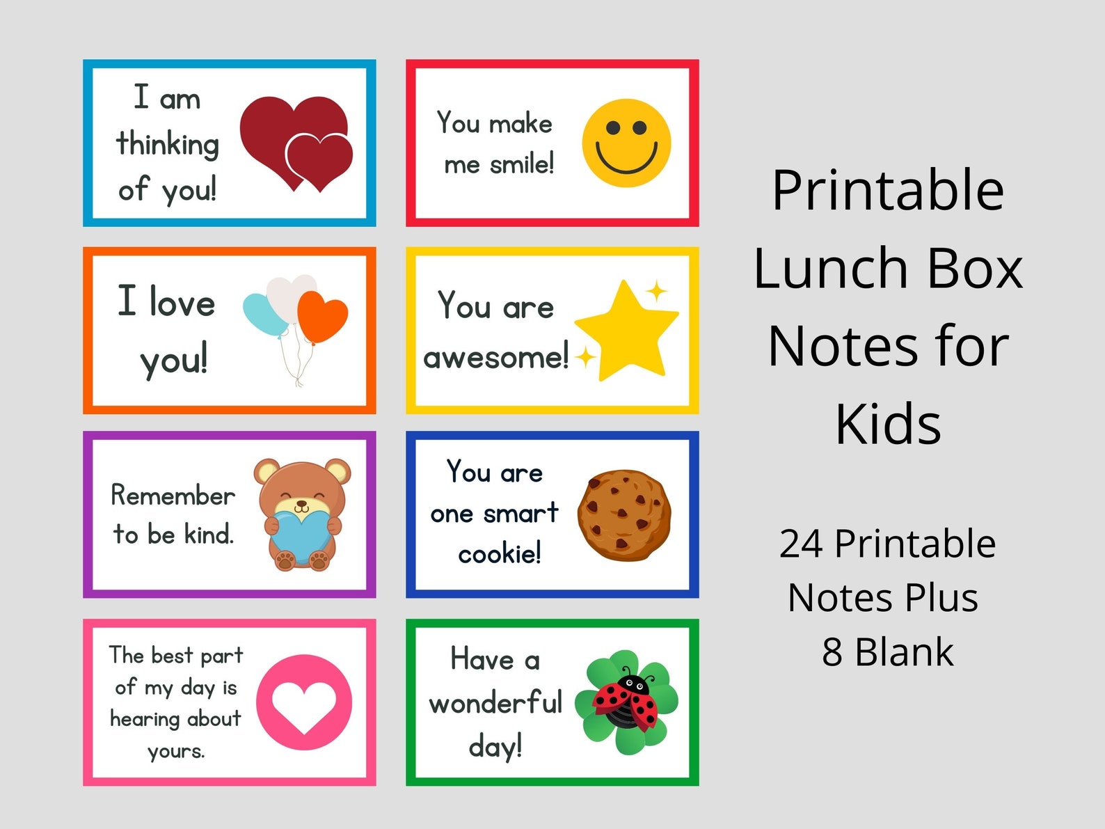 Printable Lunch Box Notes for Kids Encouraging Notes for | Etsy