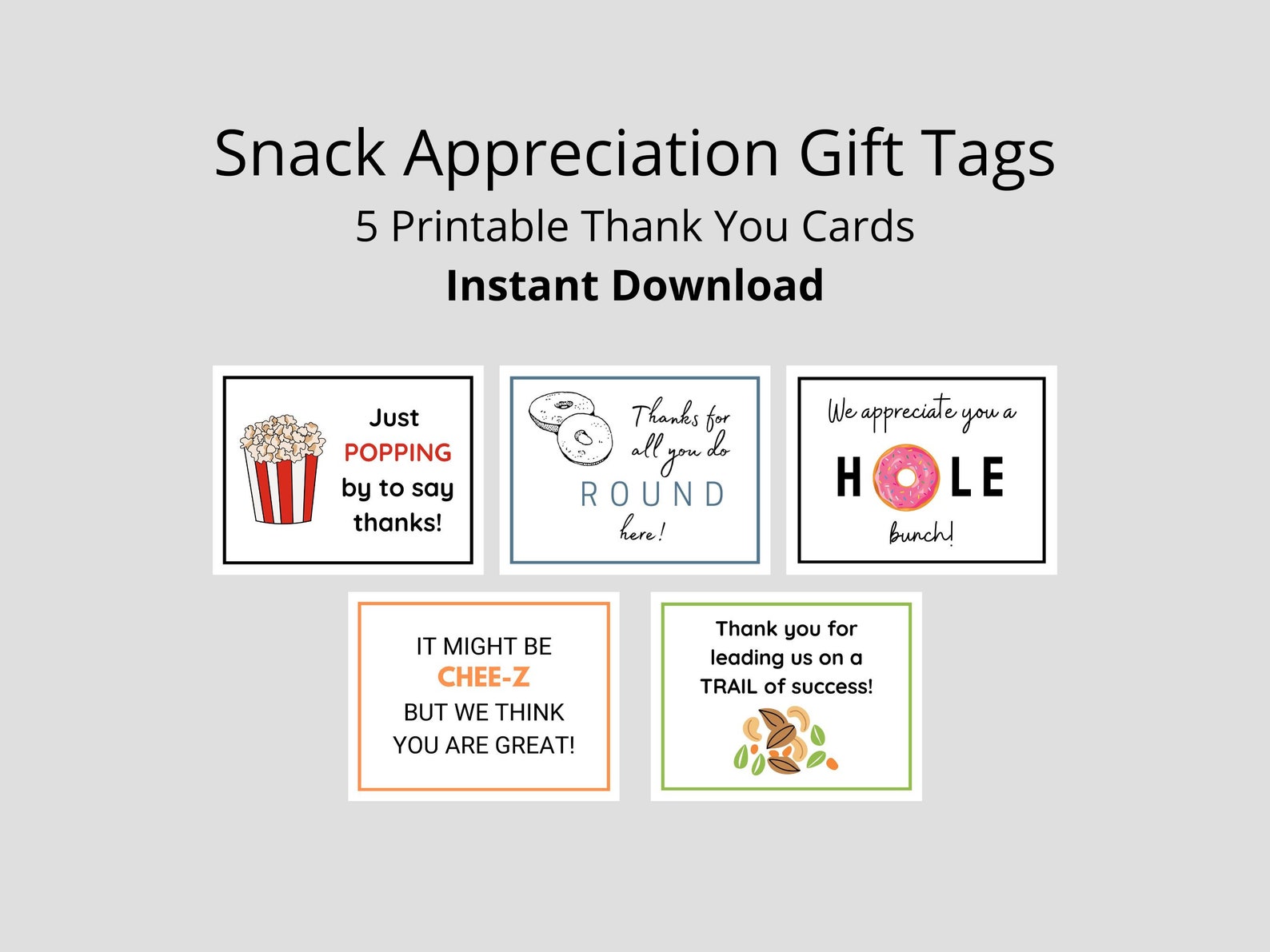 Snack Appreciation Thank You Tags | Set of Printable Snack Labels - Etsy