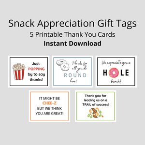 Snack Appreciation Thank You Tags | Set of Printable Snack Labels - Etsy