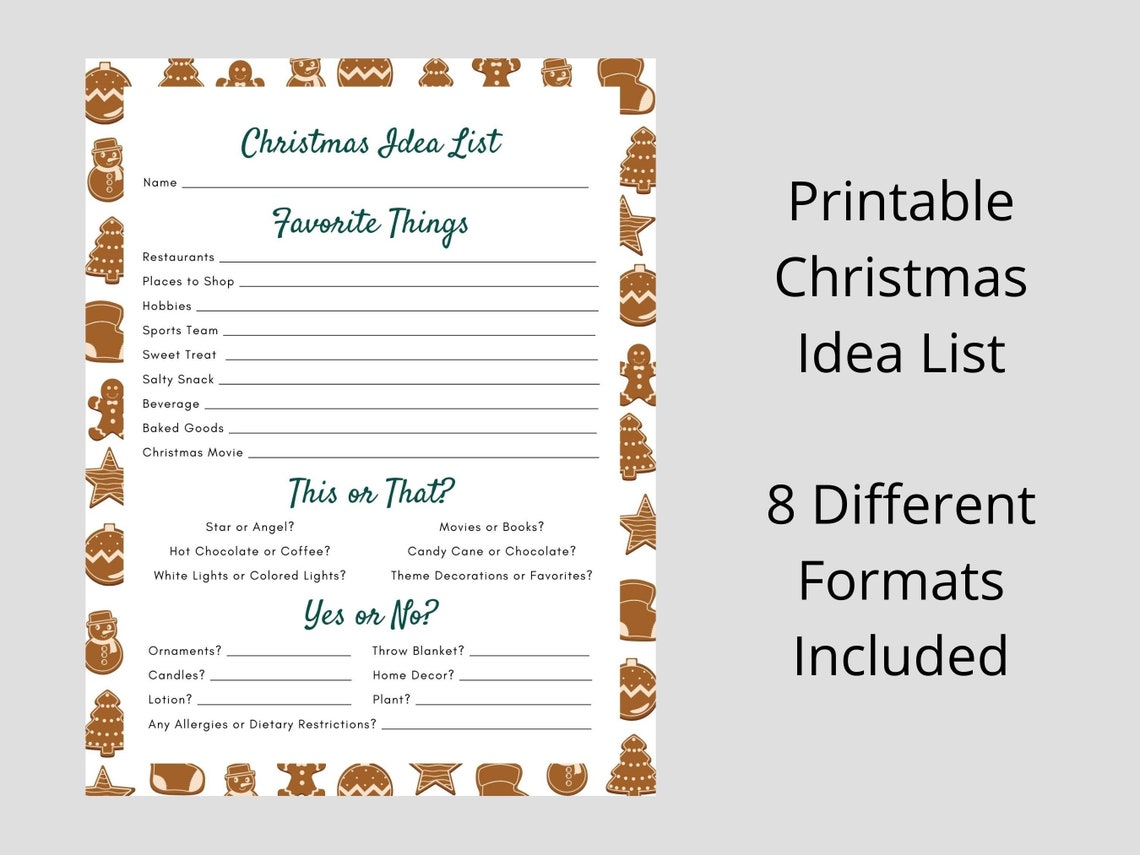 Christmas Gift Letter Secret Santa Questionnaire Printable - Etsy