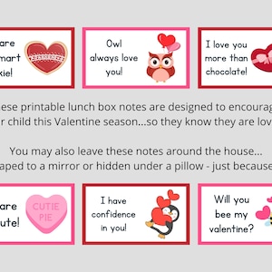 Printable Valentine Lunch Box Notes for Kids (digital Download) - Etsy