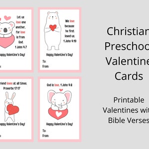 Christian Preschool Valentine Cards Printable Bible Verse - Etsy