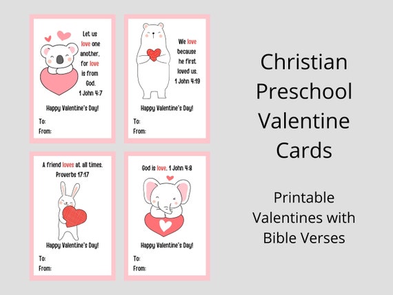 Christian Preschool Valentine Cards Printable Bible Verse - Etsy