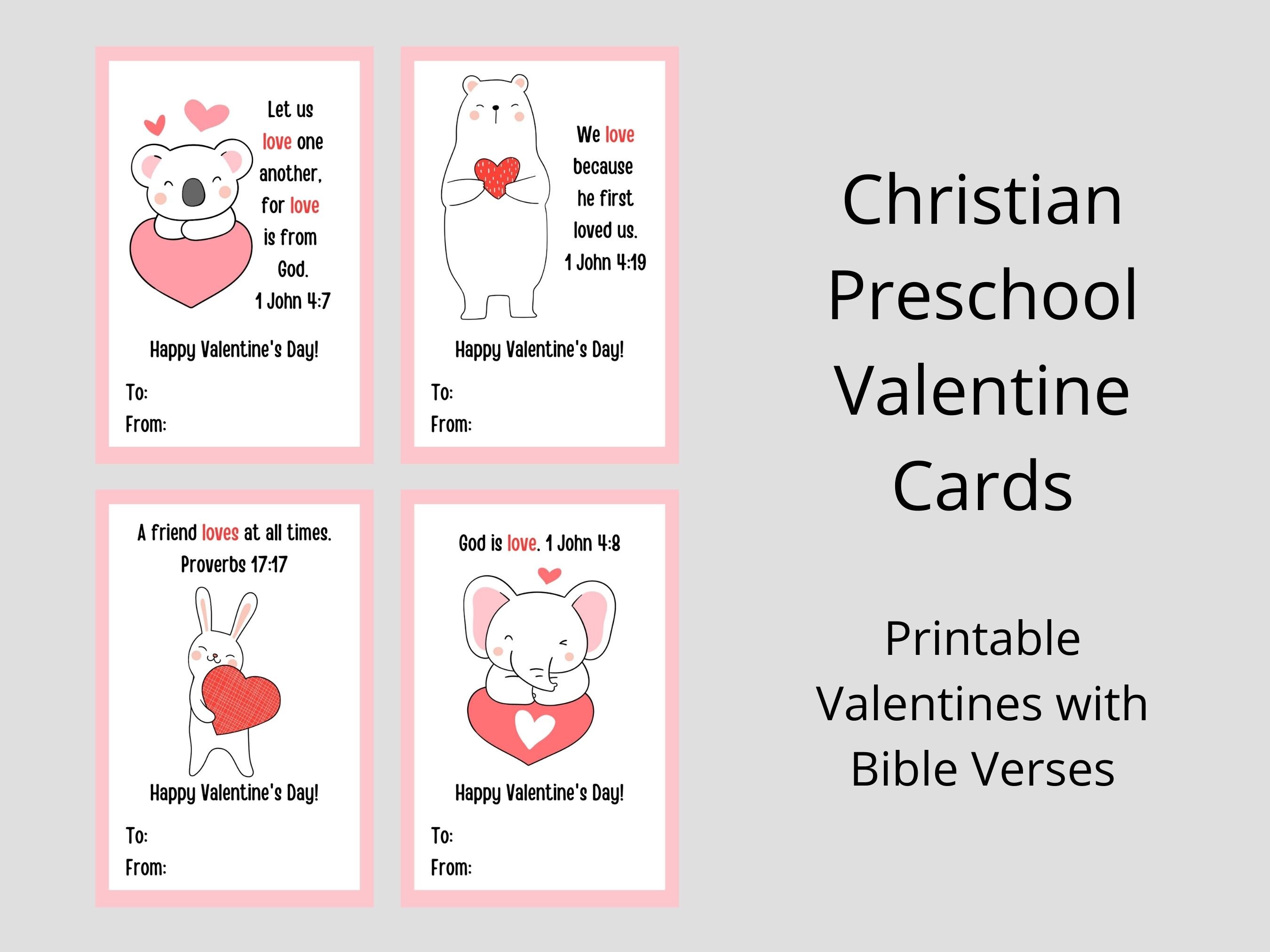 Christian Preschool Valentine Cards Printable Bible Verse - Etsy
