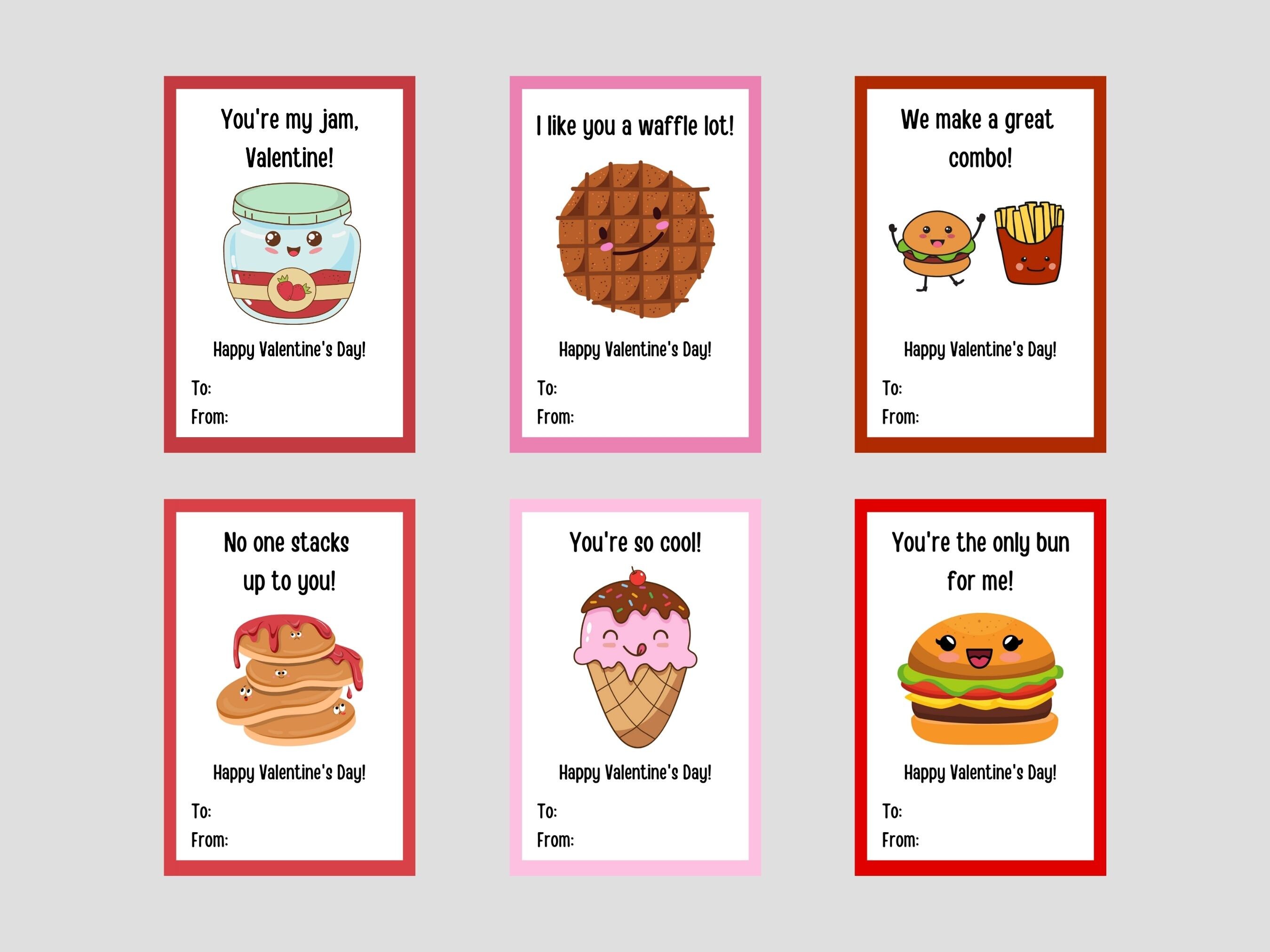 Cute Food Printable Valentine Cards Printable Valentines for Kids ...