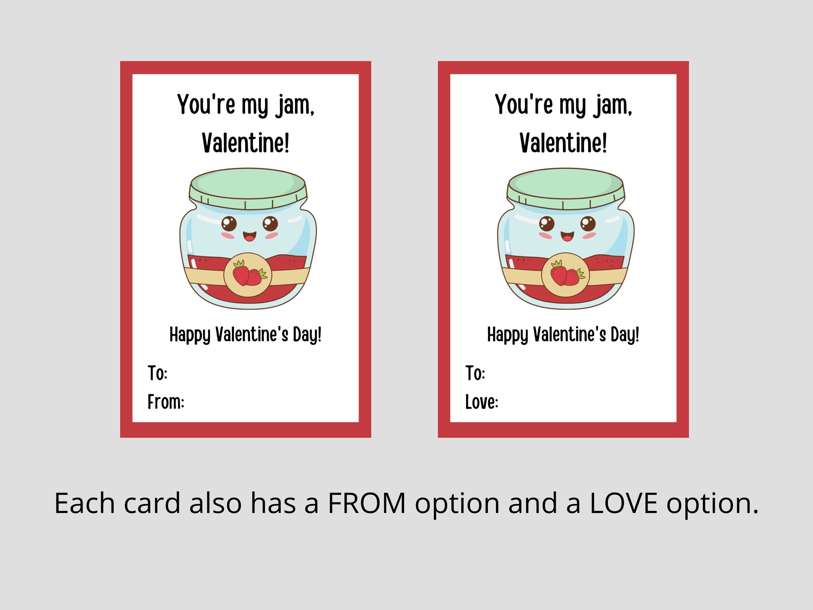 Cute Food Printable Valentine Cards Printable Valentines for Kids ...