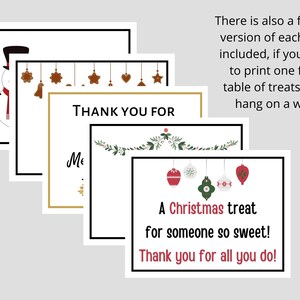 Printable Christmas Gift Tags, Holiday Thank You Notes (digital ...