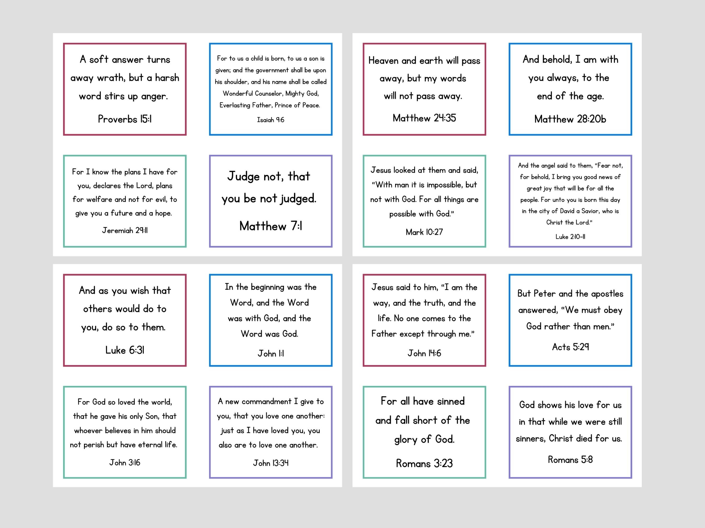 ESV Bible Verse Cards for Kids Scripture Cards for Families - Etsy