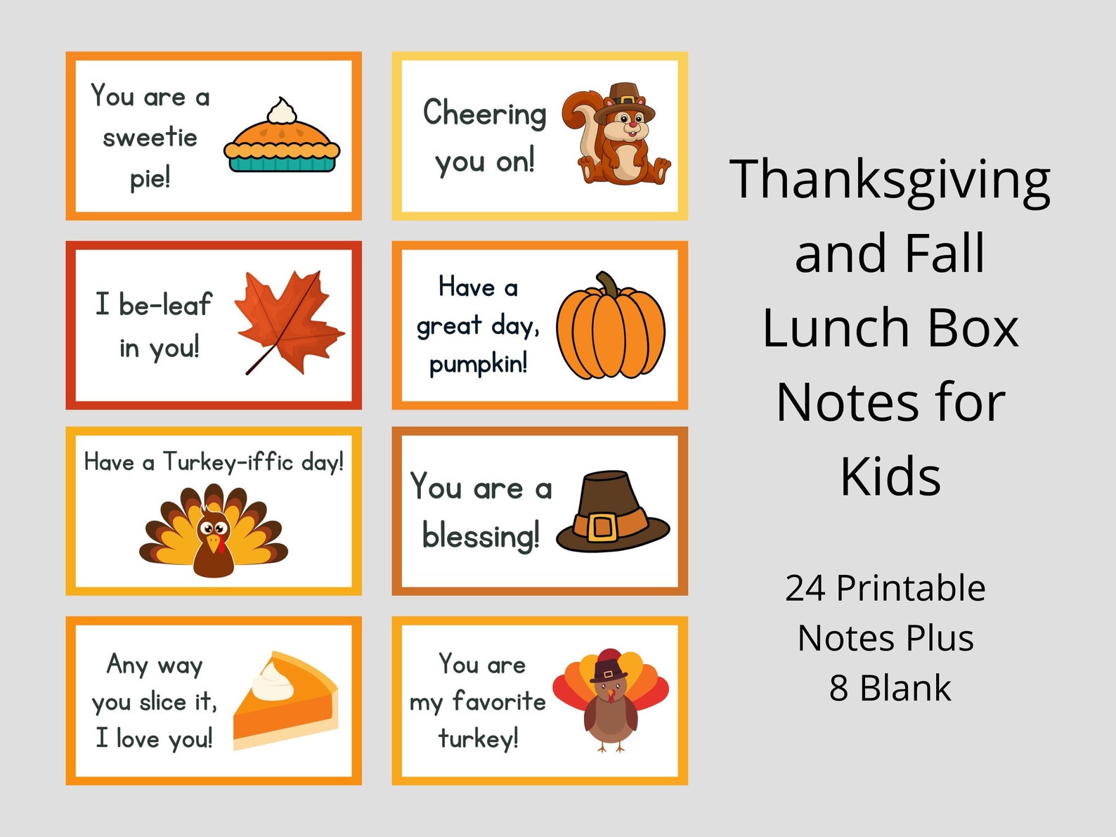 Printable Thanksgiving Lunch Box Notes for Kids Encouraging - Etsy