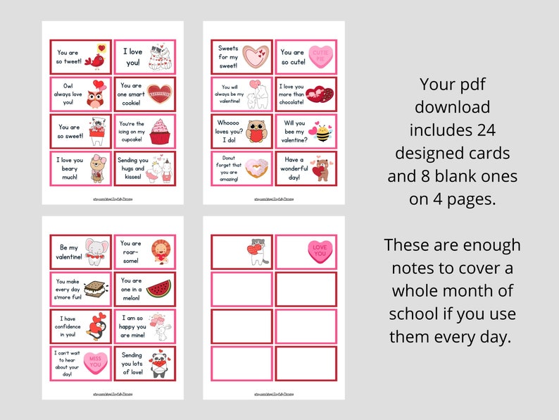 Printable Valentine Lunch Box Notes for Kids (digital Download) - Etsy