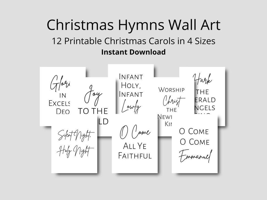 Christmas Carols Prints Hymn Wall Art Christmas Hymn Print Set ...