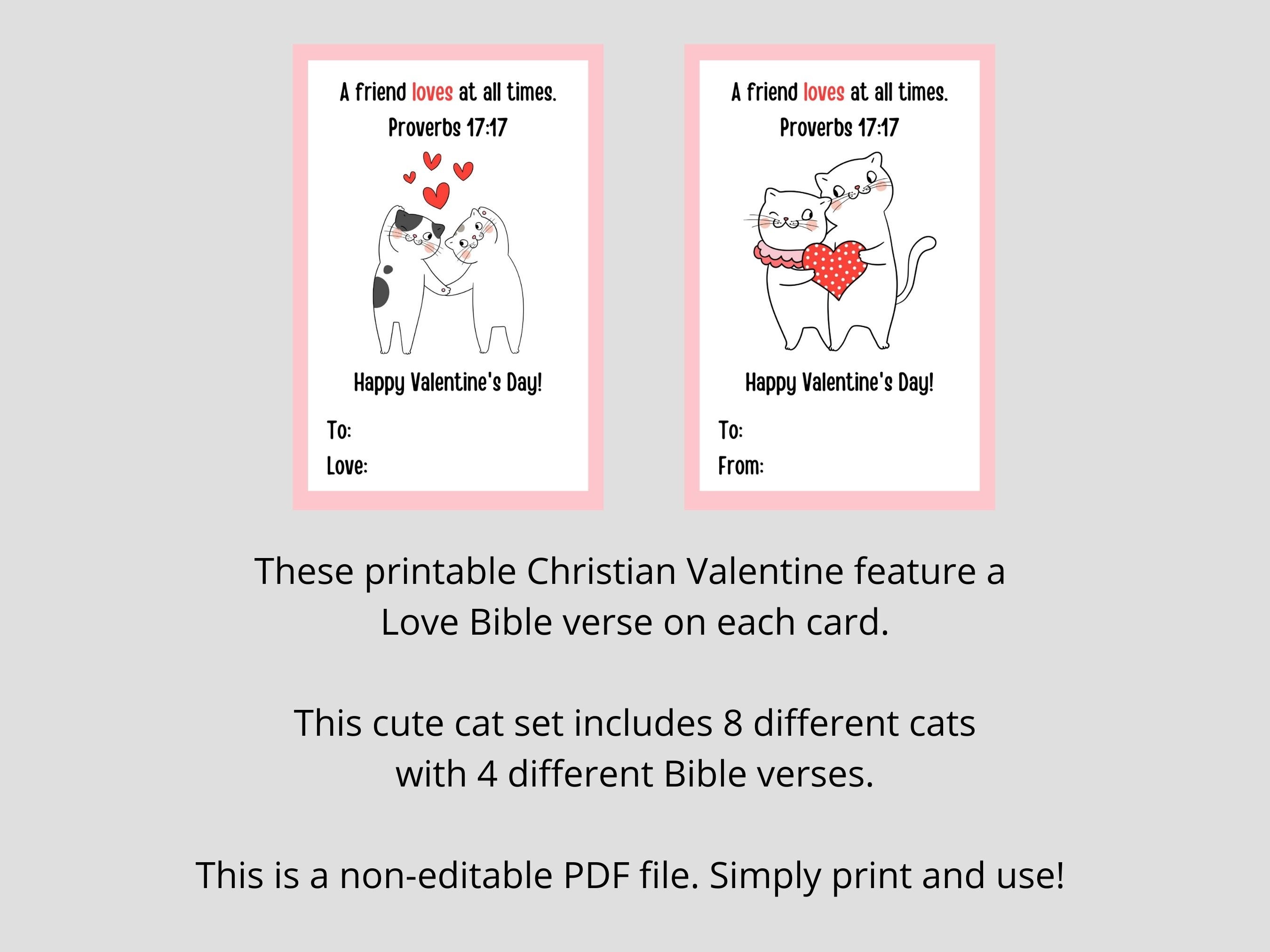 Printable Bible Verse Valentine Cards Christian Valentines Cat ...
