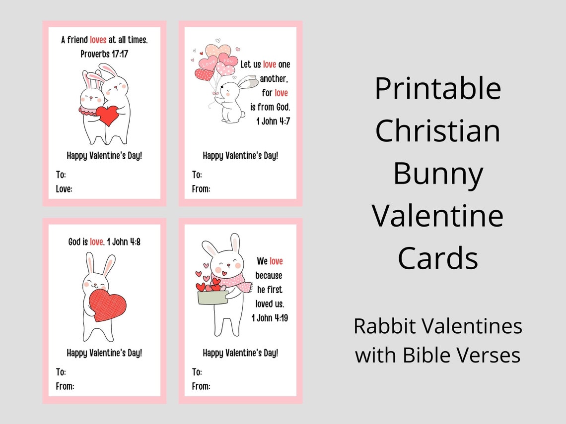 Christian Valentine Cards Printable Bible Verse Valentines | Etsy