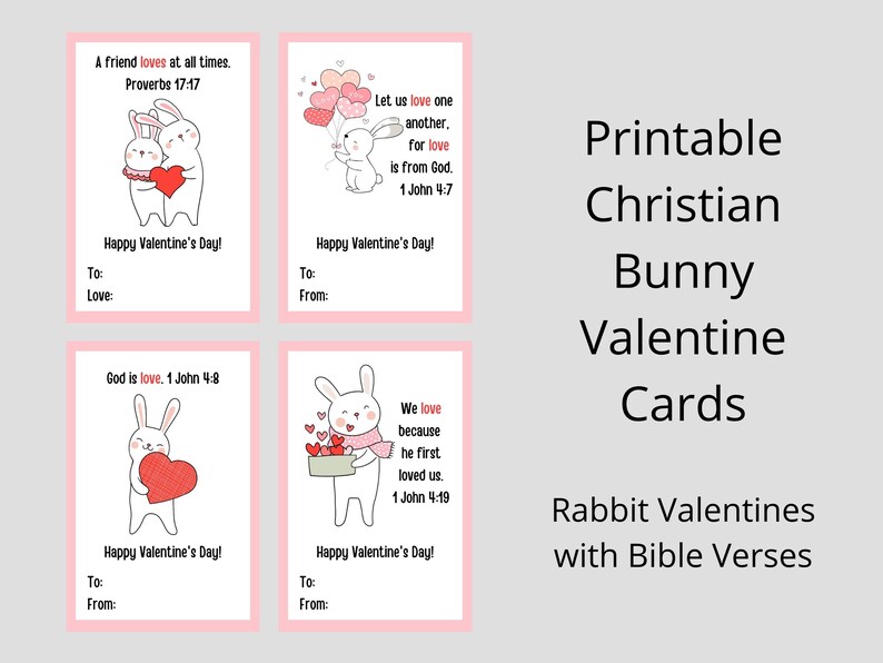 Christian Valentine Cards Printable Bible Verse Valentines | Etsy