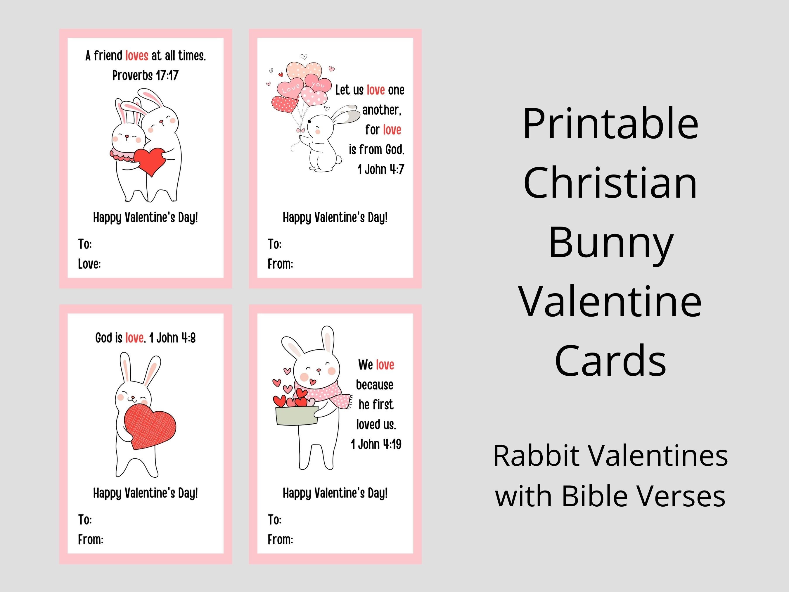 Christian Valentine Cards Printable Bible Verse Valentines | Etsy