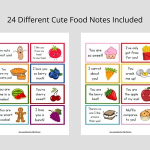 Food Theme Lunch Box Notes for Kids Encouraging Notes for Kids ...