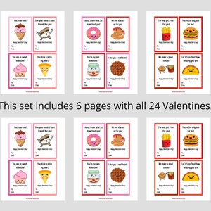 Cute Food Printable Valentine Cards Printable Valentines for Kids ...