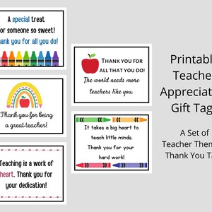 Printable Teacher Gift Tags Teacher Thank You Tags Teacher - Etsy