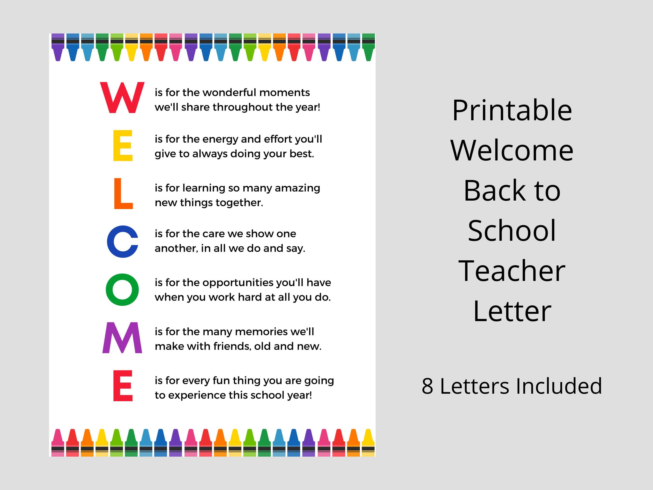 Welcome Back To School Letter