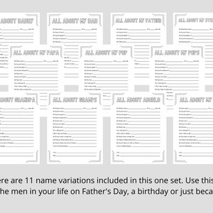 All About Dad Questionnaire | Grandpa Questionnaire Printable ...