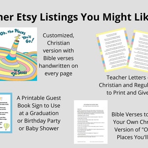 Bible Verses for Oh, the Places You'll Go Printable Guide, Christian ...