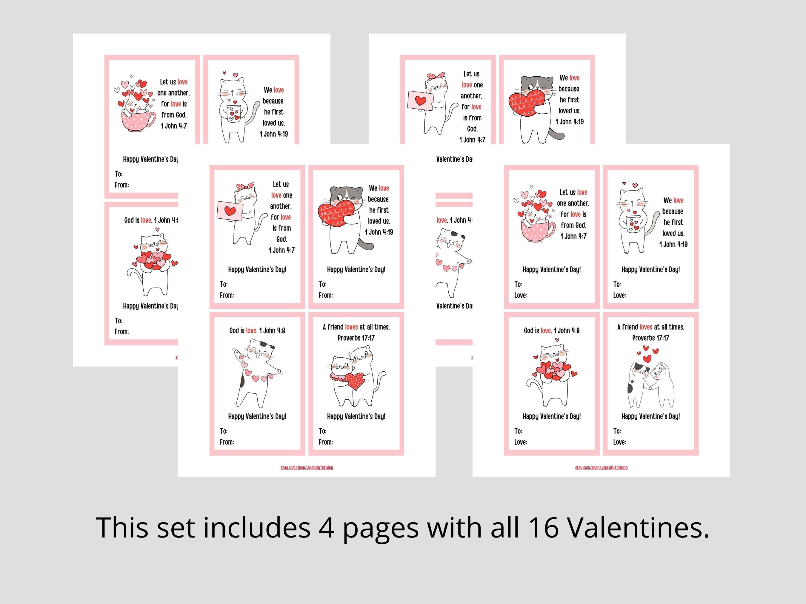 Printable Bible Verse Valentine Cards Christian Valentines Cat ...