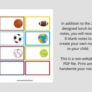 Sports Lunch Box Notes for Kids | Printable Notes for Kids | Printable ...