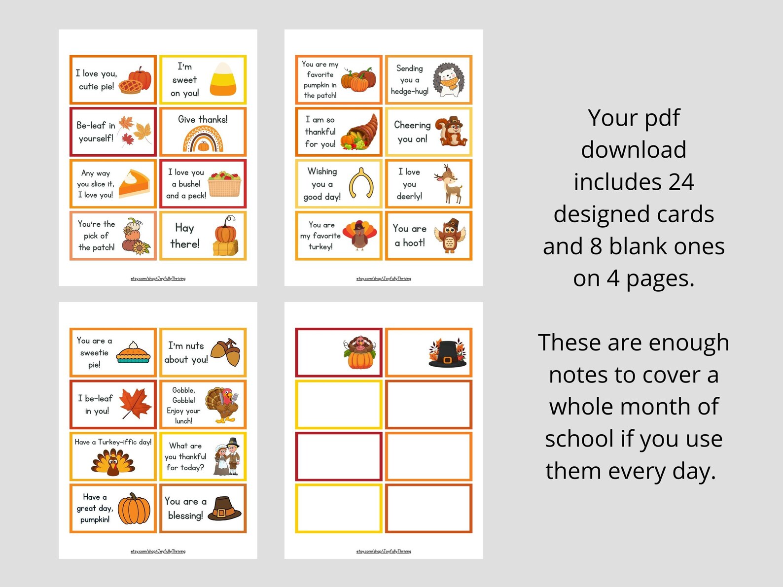 Printable Thanksgiving Lunch Box Notes for Kids Encouraging - Etsy