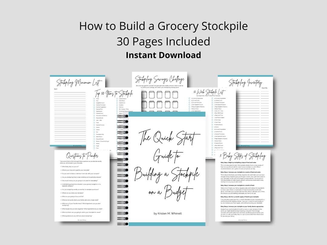Stockpile Quick Start Guide, Budget Grocery List, Checklists (digital ...